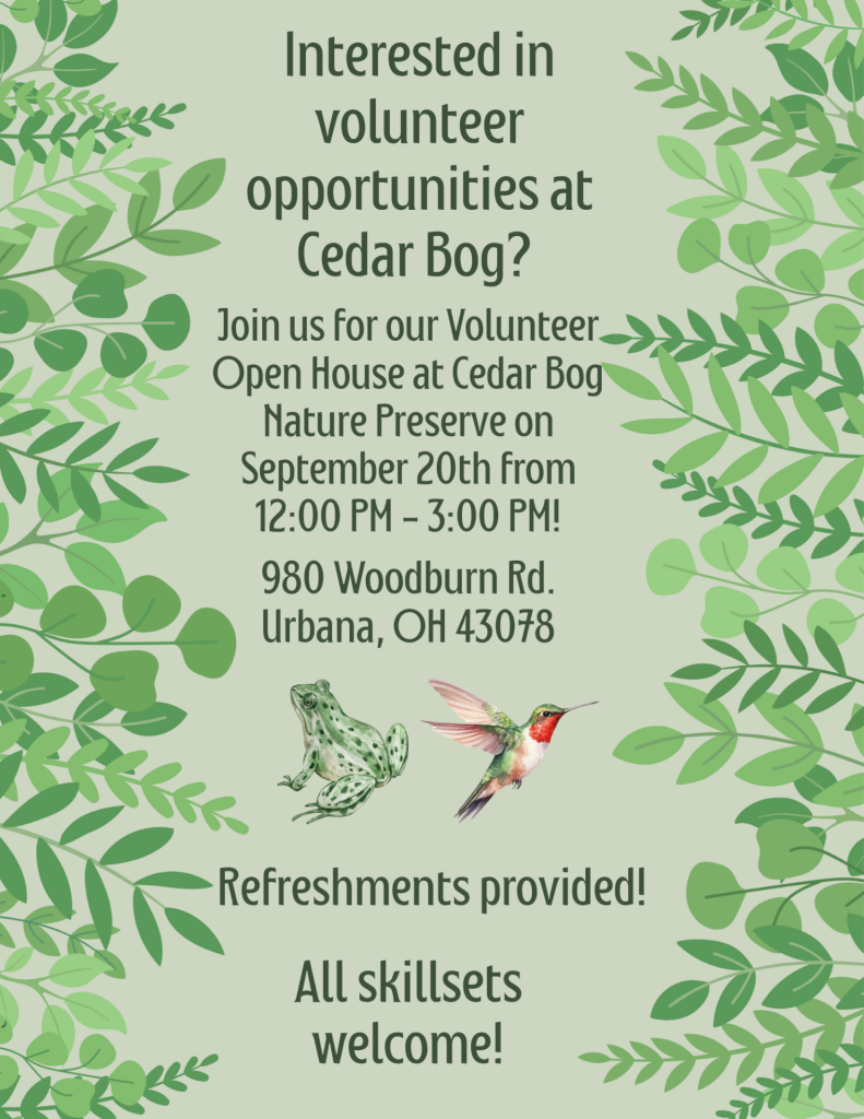 Cedar Bog Nature Preserve | Urbana Ohio | Volunteer Open House Saturday ...
